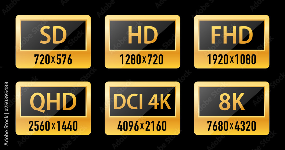 Ultra Hd icon collection. 8k Ultra Hd icon, SD, FHD, QHD, DCI 4k, Logo ...