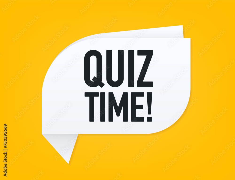 Speech sign text Quiz time icon concept. Quiz time label with question ...