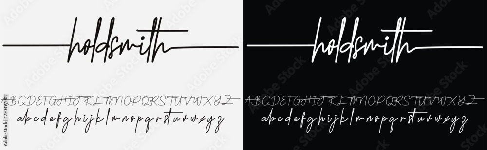 Hand drawn vector alphabet. Modern monoline signature script font ...
