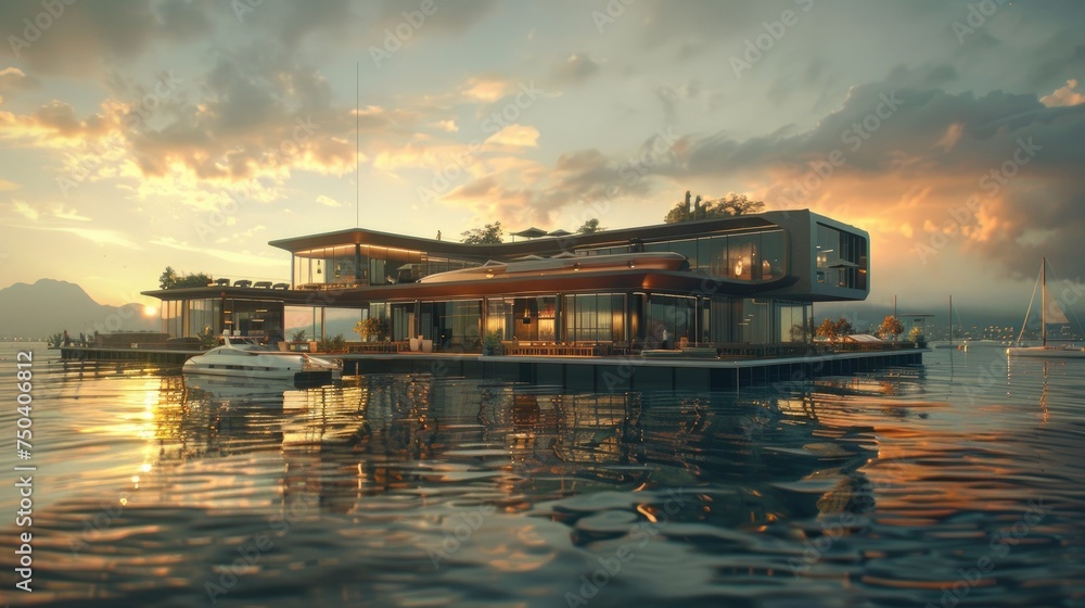 Oceanic Futurism - Floating Architectural Wonder. Floating Futuristic ...