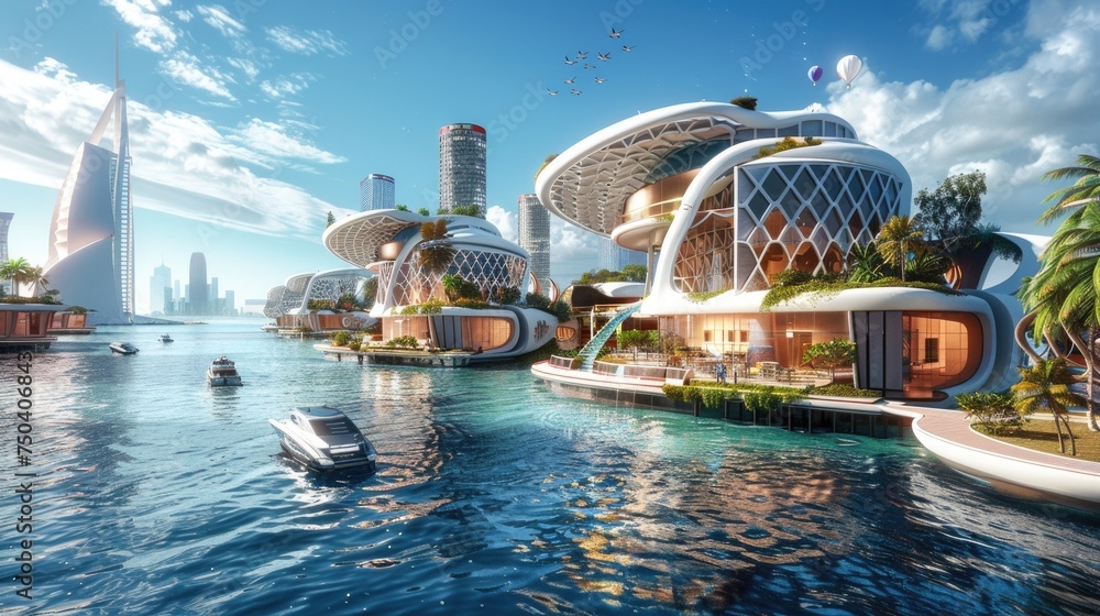 Oceanic Futurism - Floating Architectural Wonder. Floating Futuristic ...