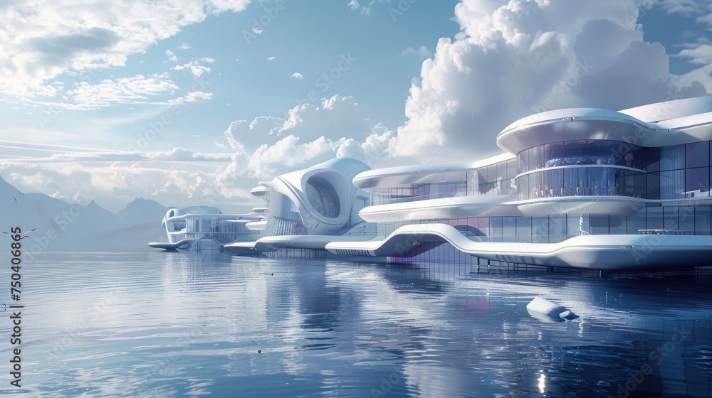 Foto Stock Oceanic Futurism - Floating Architectural Wonder. Floating ...