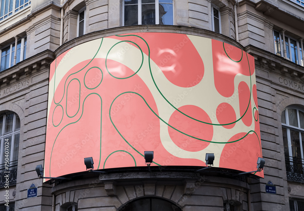 Mockup of customizable curved horizontal billboard Stock Template ...