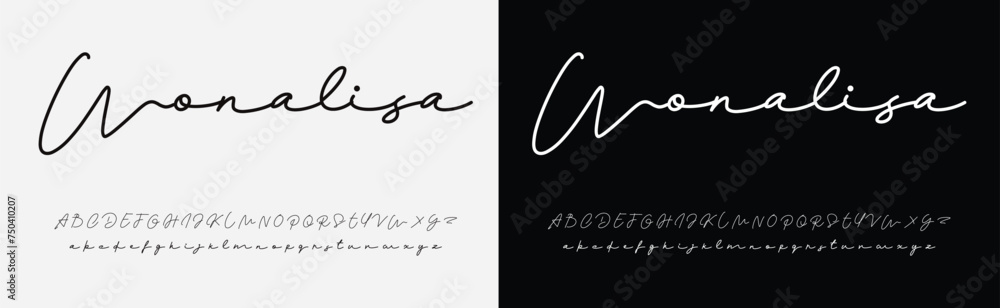 Hand drawn vector alphabet. Modern monoline signature script font ...