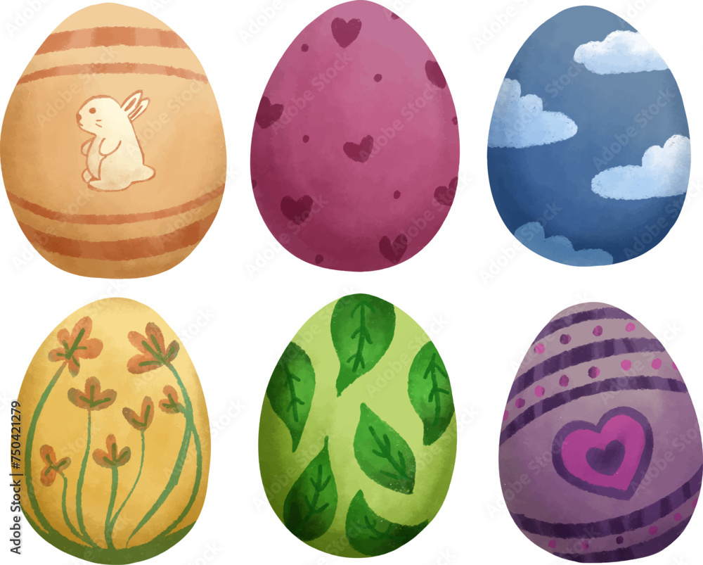 cute vector watercolor crayon illustration style clip art set ...