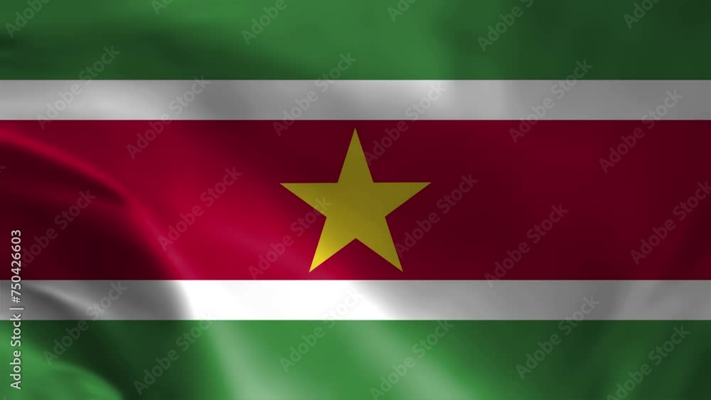 Suriname flag waving animation, perfect looping, 4K video background ...