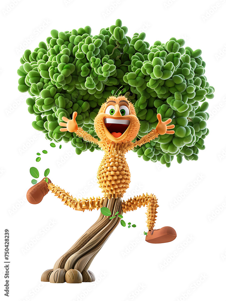 Cartoon character of cute tree on transparent background PNG Stock ...