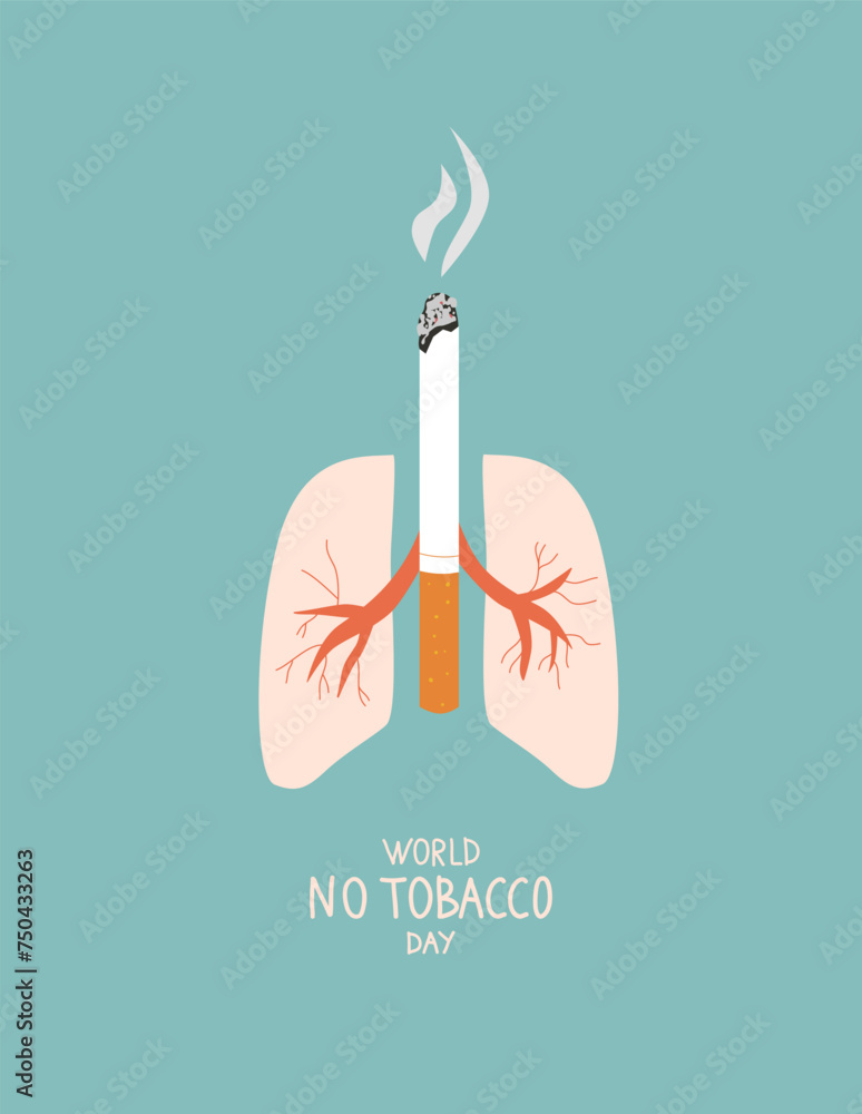 World no tobacco day card. Stop smoking banner. Cigarette and forbidden ...
