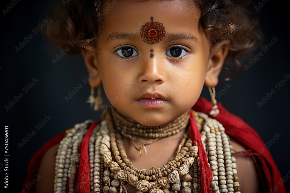 Close-up photo capturing the innocence and purity of a young Brahmin ...