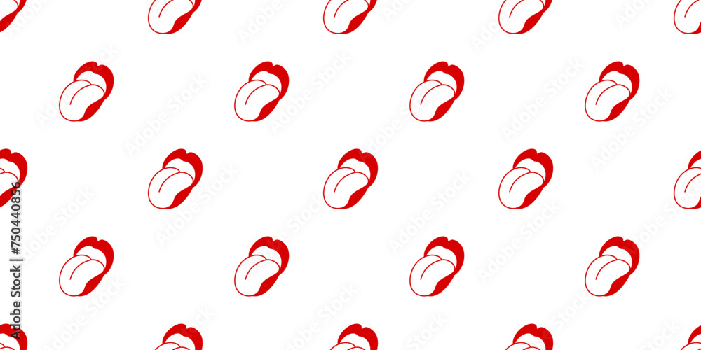 Seamless pattern with red lips and tongue. Open mouth with tongue ...