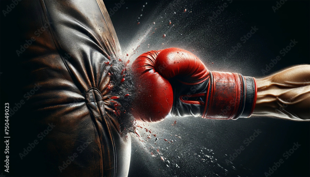 Image showing a close-up of a boxer's hand, wearing a boxing glove ...