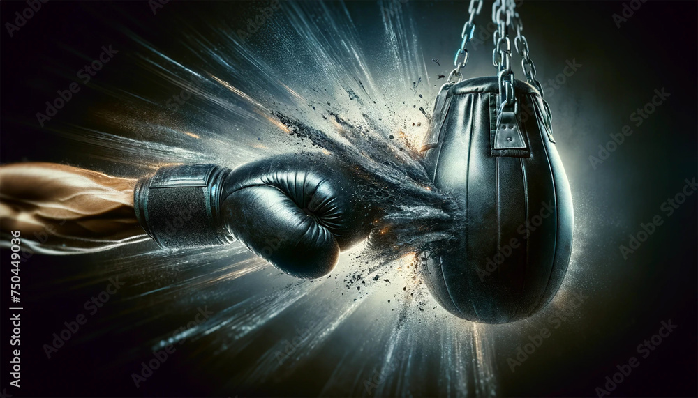 Image showing a close-up of a boxer's hand, wearing a boxing glove ...