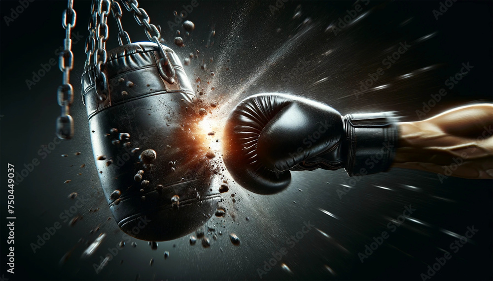 Image showing a close-up of a boxer's hand, wearing a boxing glove ...