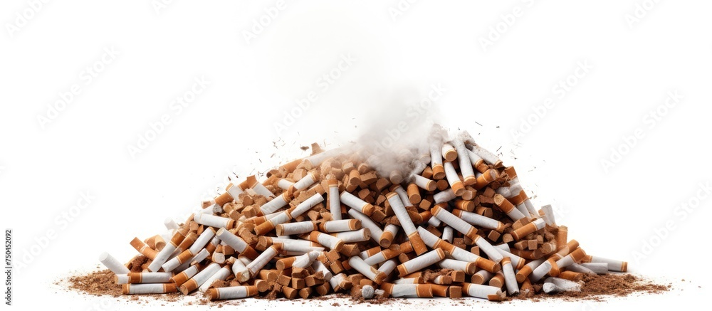 Toxic Addiction: Stack of Cigarettes Emitting Smoke, Symbolic of Health ...