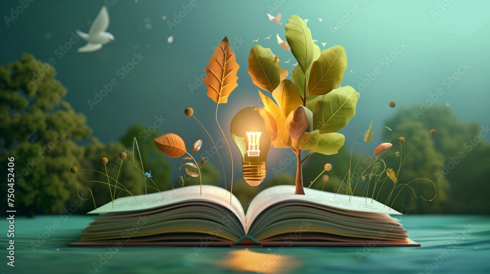 Education and knowledge, showcasing a bright light bulb symbolizing ...
