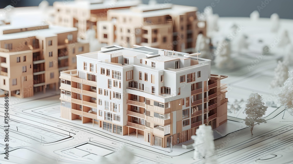 Construction concept. Residential building drawings and architectural ...