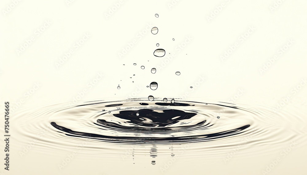 Minimalist single line of a water droplet captured in freeze frame as ...