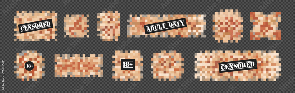 Black censor pixel bar concept. Censorship mosaic sign, censored bar ...