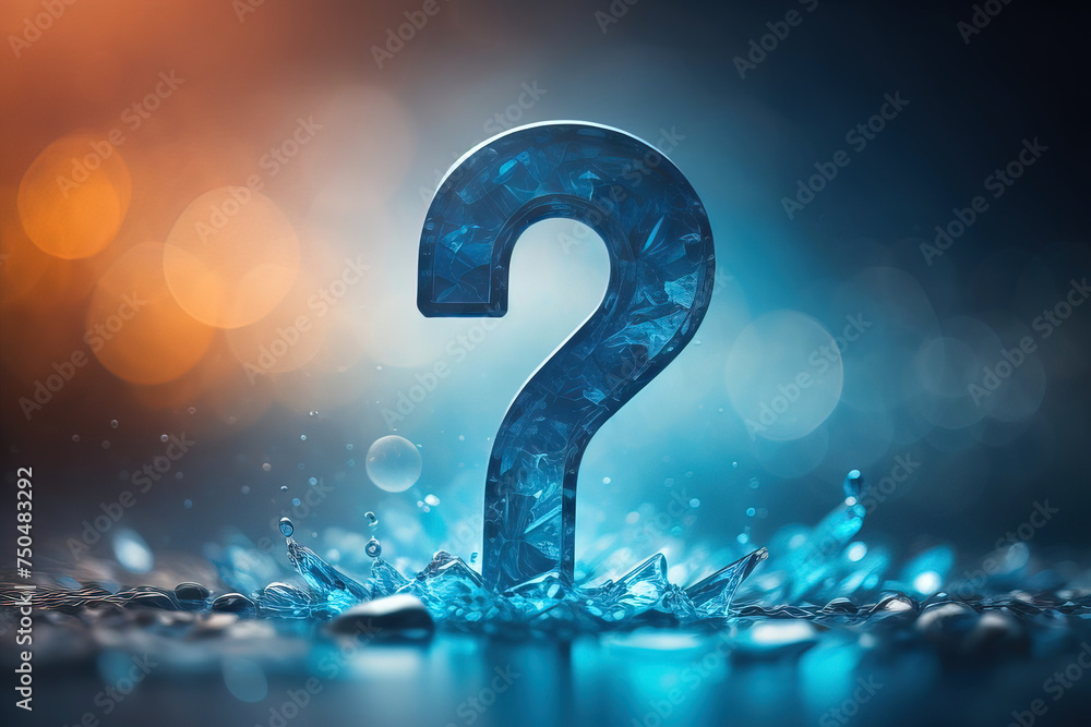 Question mark on a blurry blue background. Stock Illustration | Adobe Stock