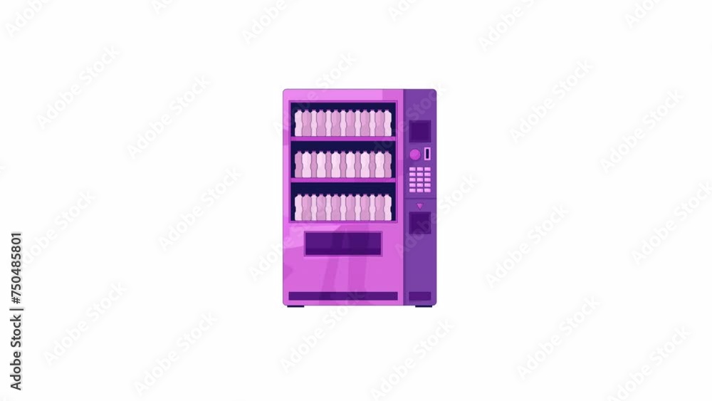 Beverage vending machine line 2D object animation. Self service flat ...
