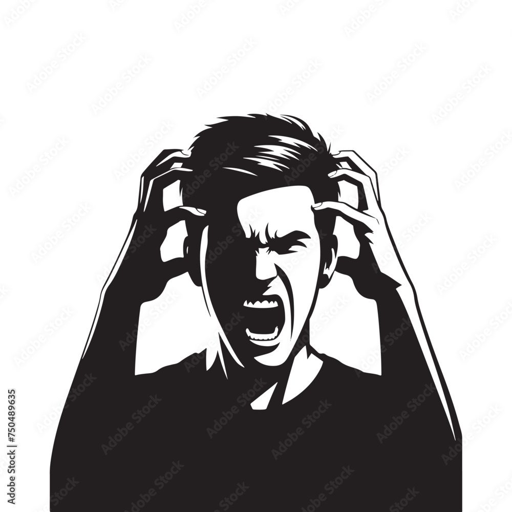 Burning Reaction: Vector Angry Person Silhouette - Expressing Intense ...