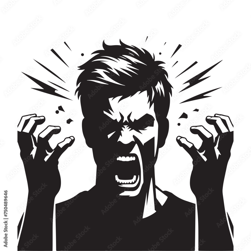 Burning Reaction: Vector Angry Person Silhouette - Expressing Intense ...
