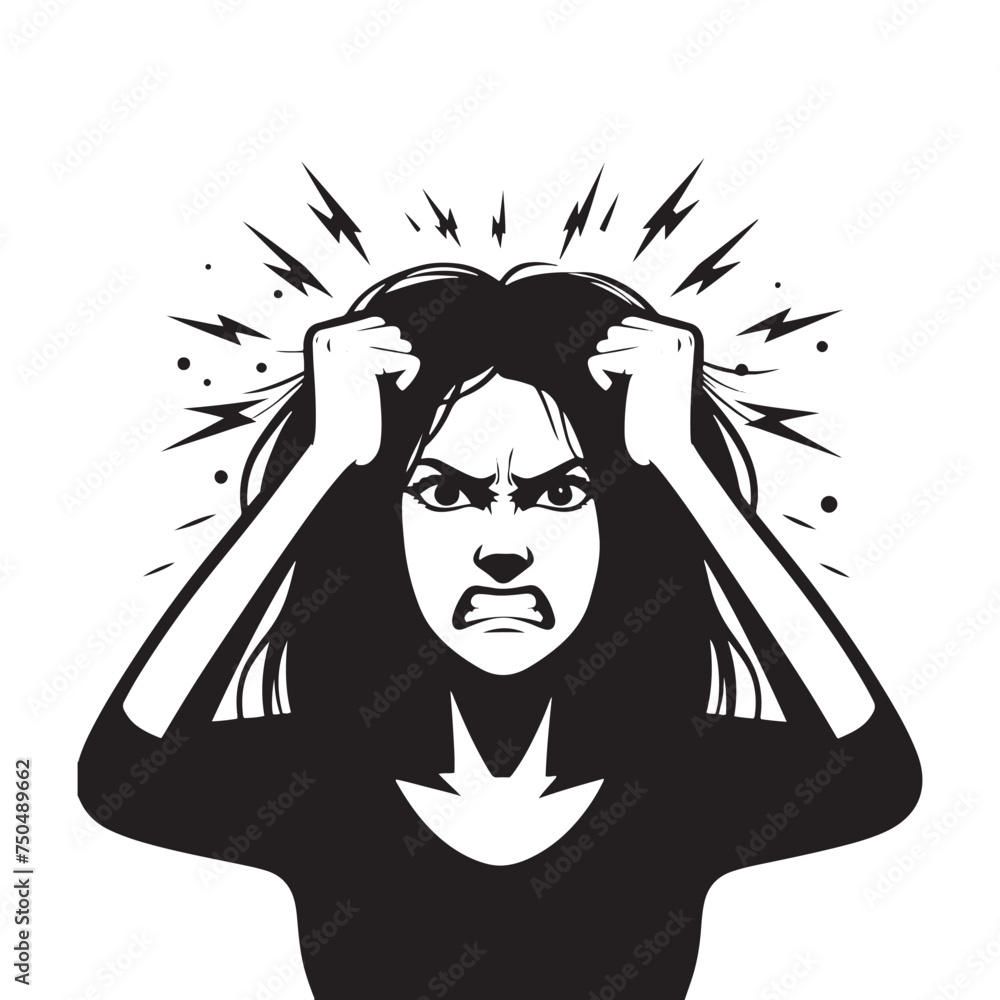 Burning Reaction: Vector Angry Person Silhouette - Expressing Intense ...