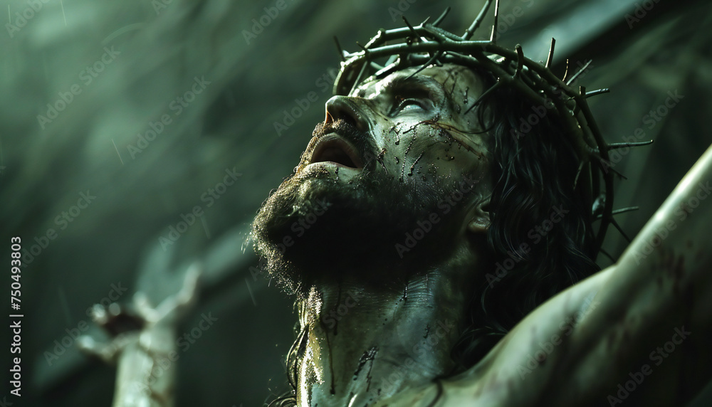 Recreation of the expiation of Jesus Christ in the cross Stock ...