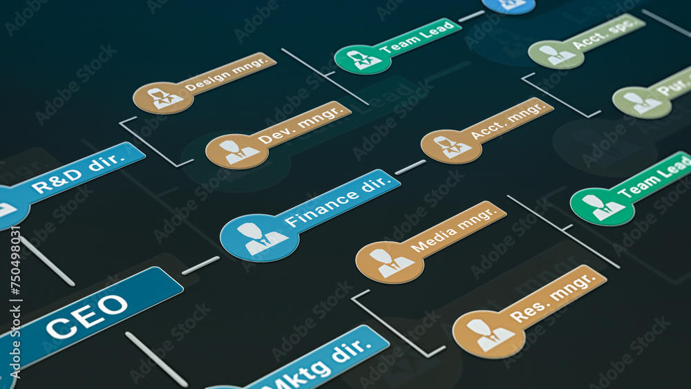 corporate organization chart, team work concept, employees hierarchy ...