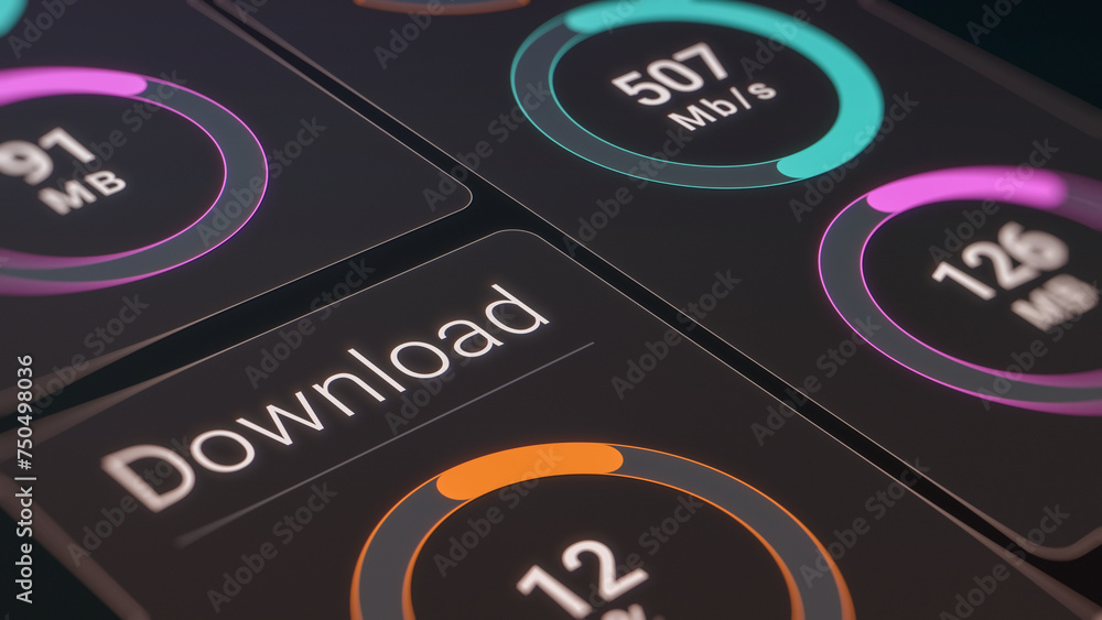 Net speed concept, fast data download and upload, internet speed test ...