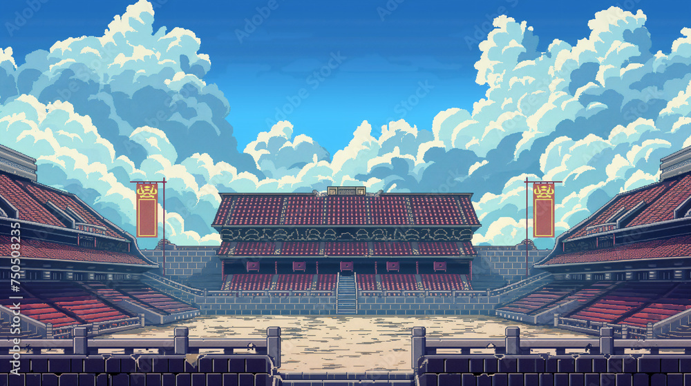 pixel art of old battle stadium dungeon background battle scene in RPG ...