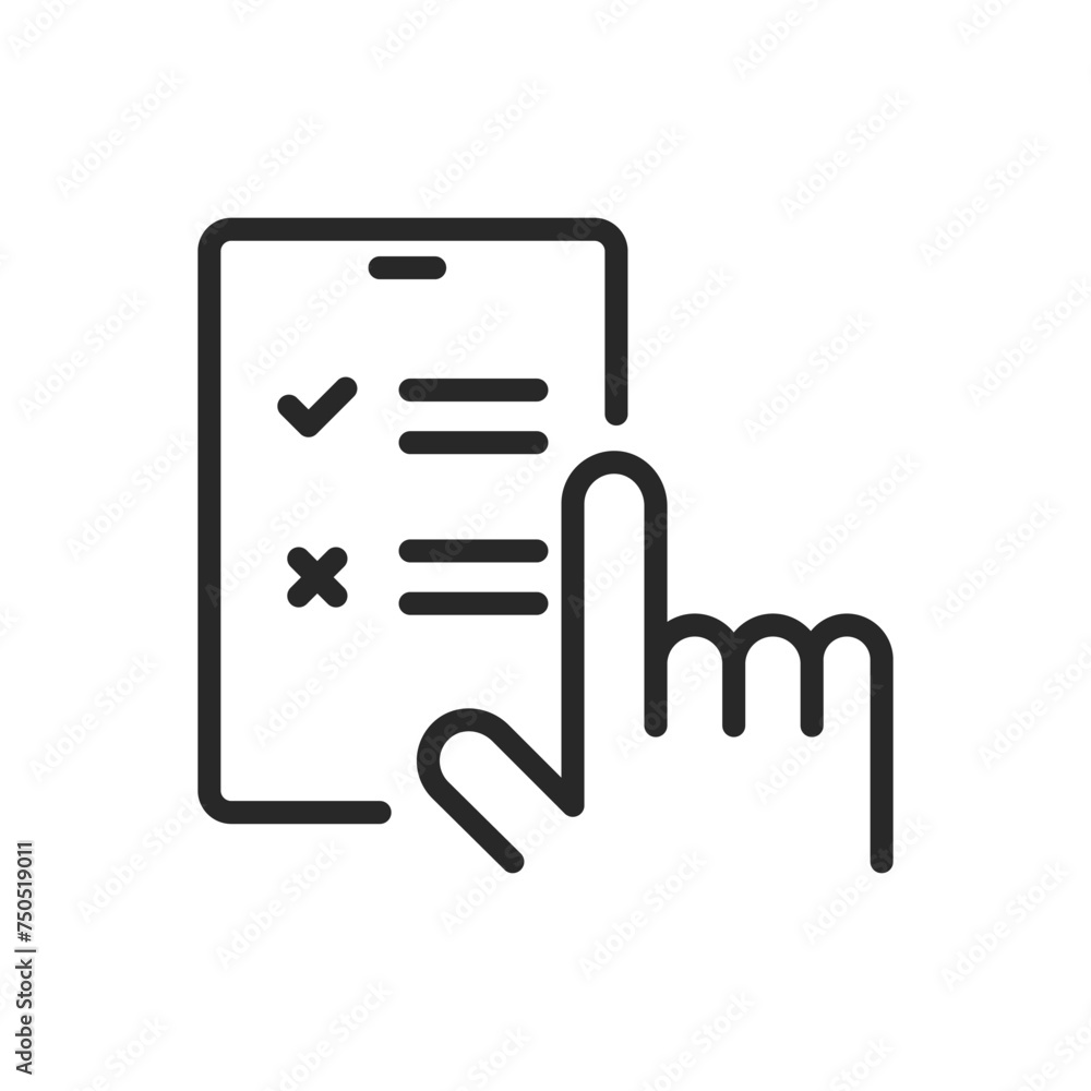 Electronic Voting Icon with Smartphone and Finger Interaction, Digital ...