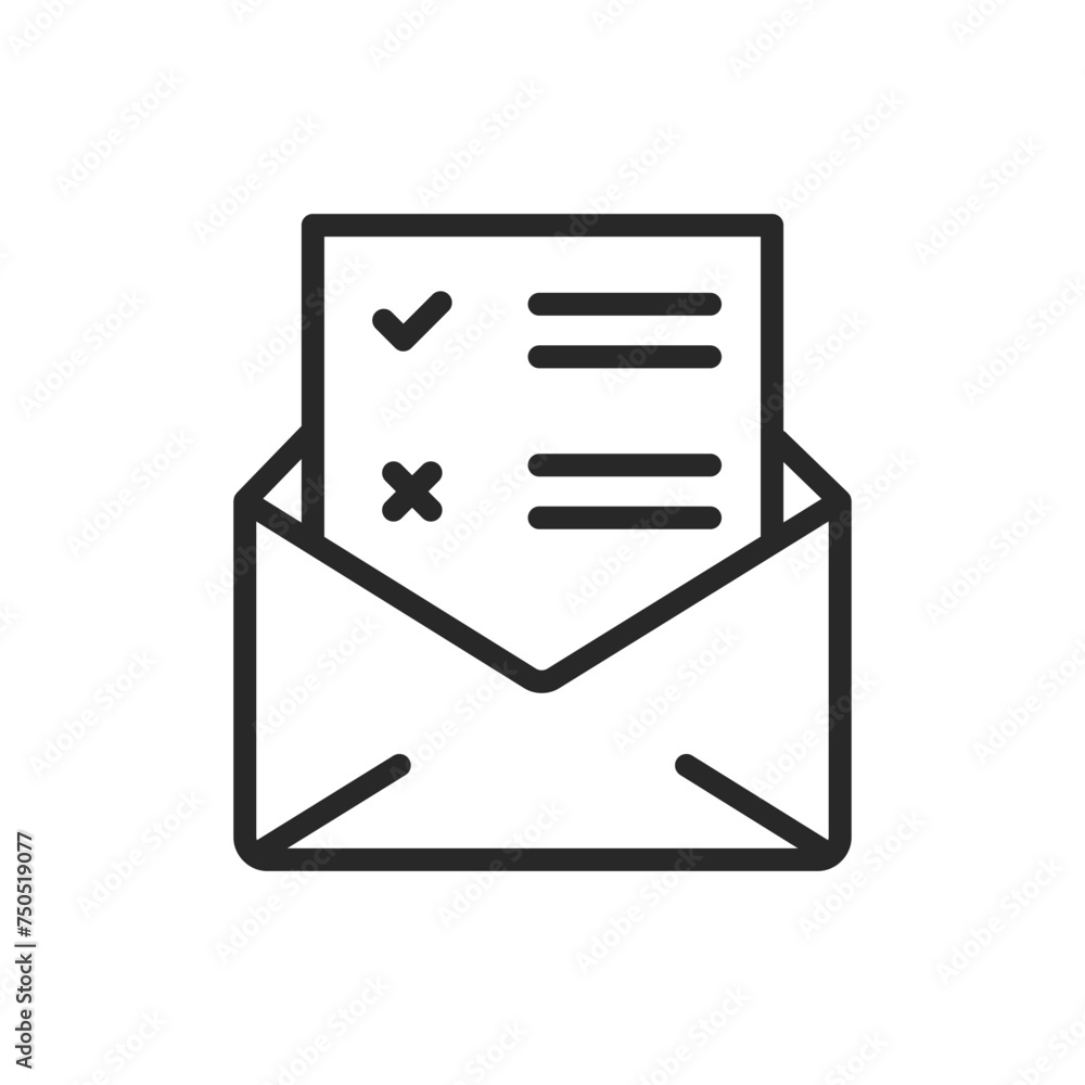 Mail Voting Ballot in Envelope Icon, Symbol of Absentee and Postal ...