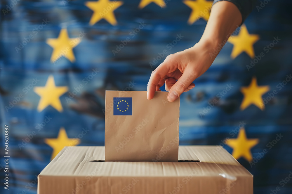 European Union elections concept image background , ballot box with EU ...