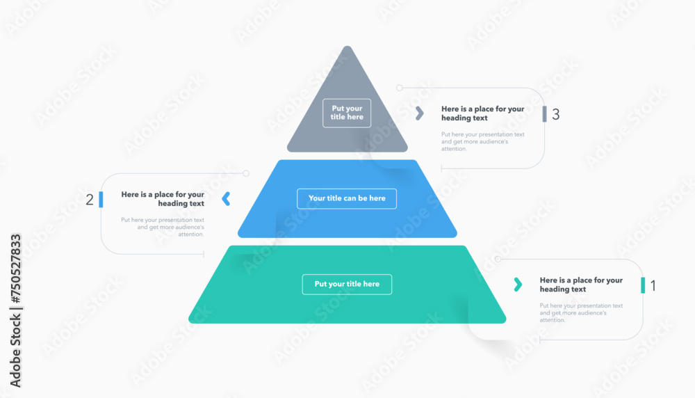 Triangle pyramid chart template with three colorful steps. Infographic ...
