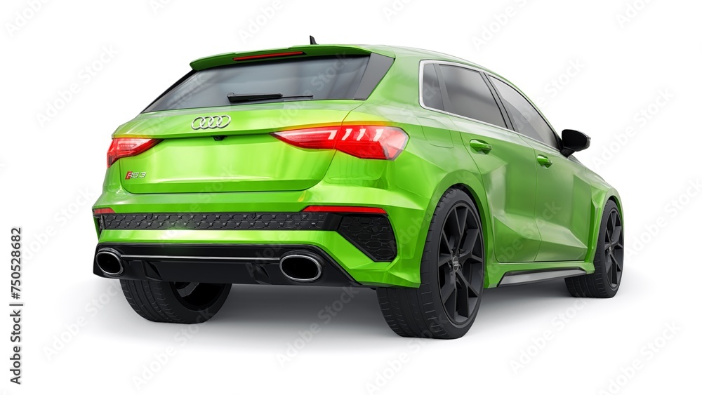 Berlin. Germany. February 20, 2024. Audi RS3 2022. Light green sports ...