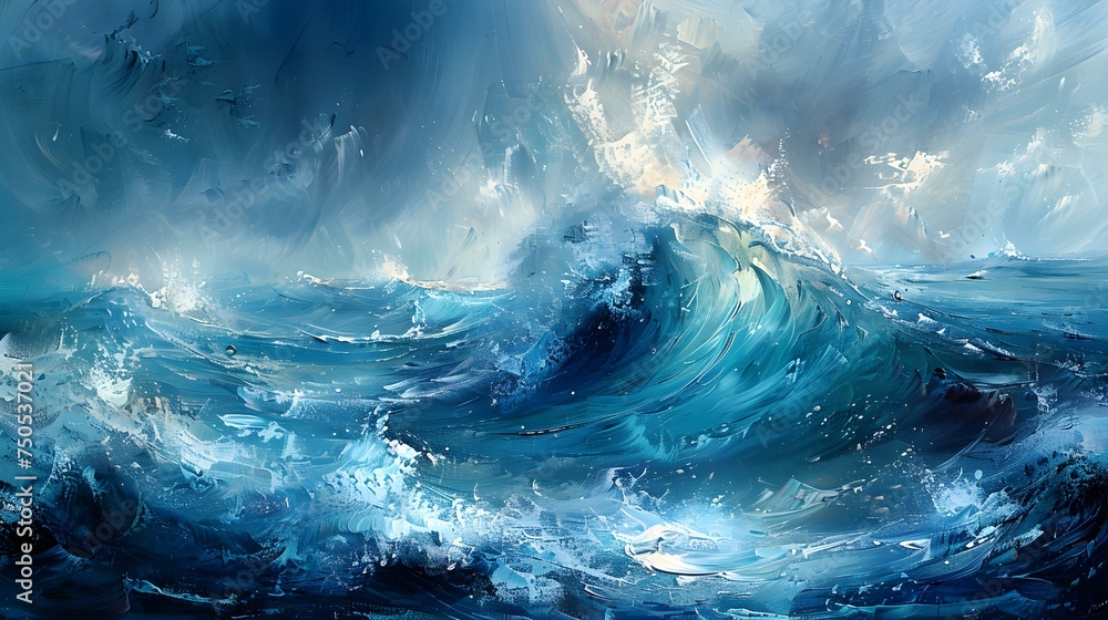 Stunning painting capturing the raw power of ocean waves. Concept Ocean ...