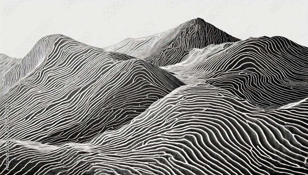 abstract black and white topographic contours lines of mountains ...