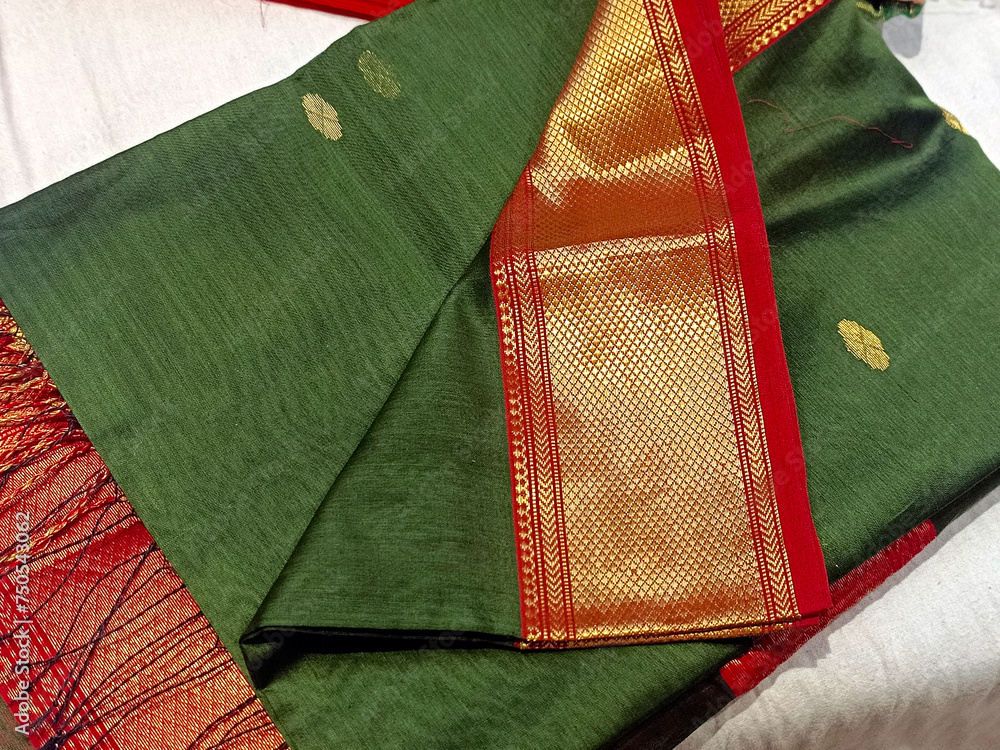 Hand Weaving Silk & Handloom Sarees, saree with golden details, woman ...