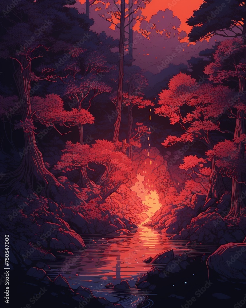 A peaceful campsite scene rendered in 3D drawing inspiration from ...