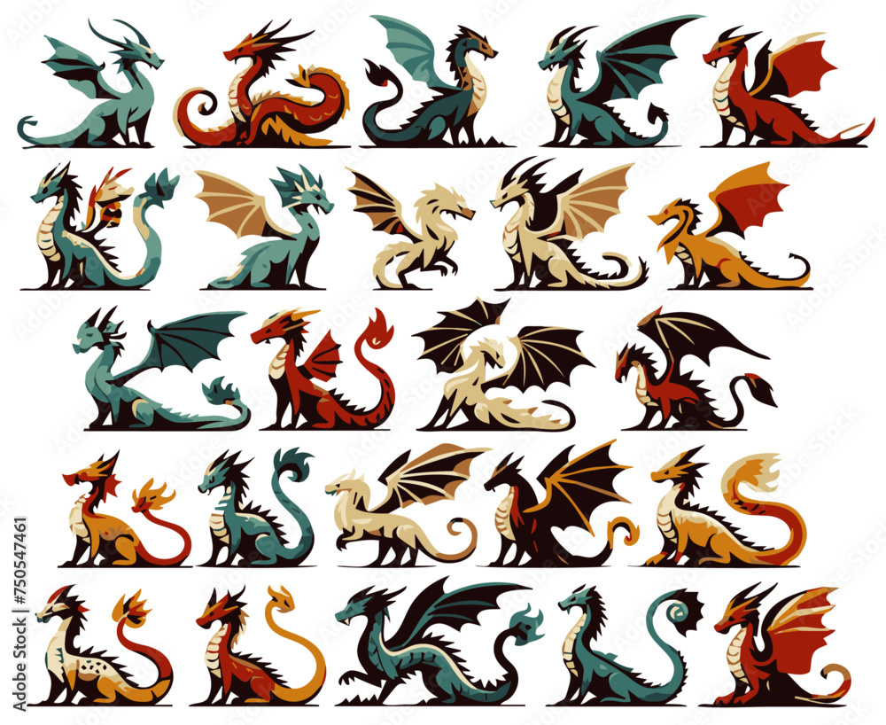 vector dragons coCollection of Vector Dragons: Simple Dragon Art in AI ...