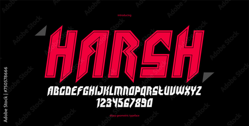 Sharp and bold vector display italic font for logo, gothic or heavy ...