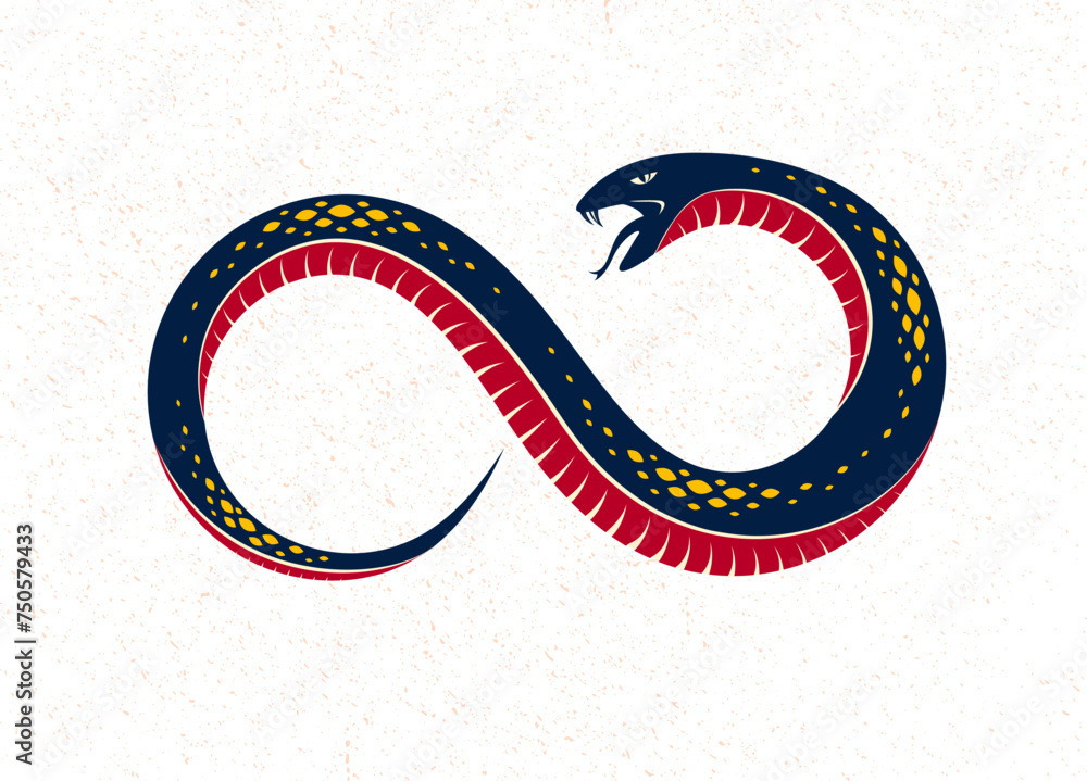 Ouroboros Snake in a shape of infinity symbol, endless cycle of life ...