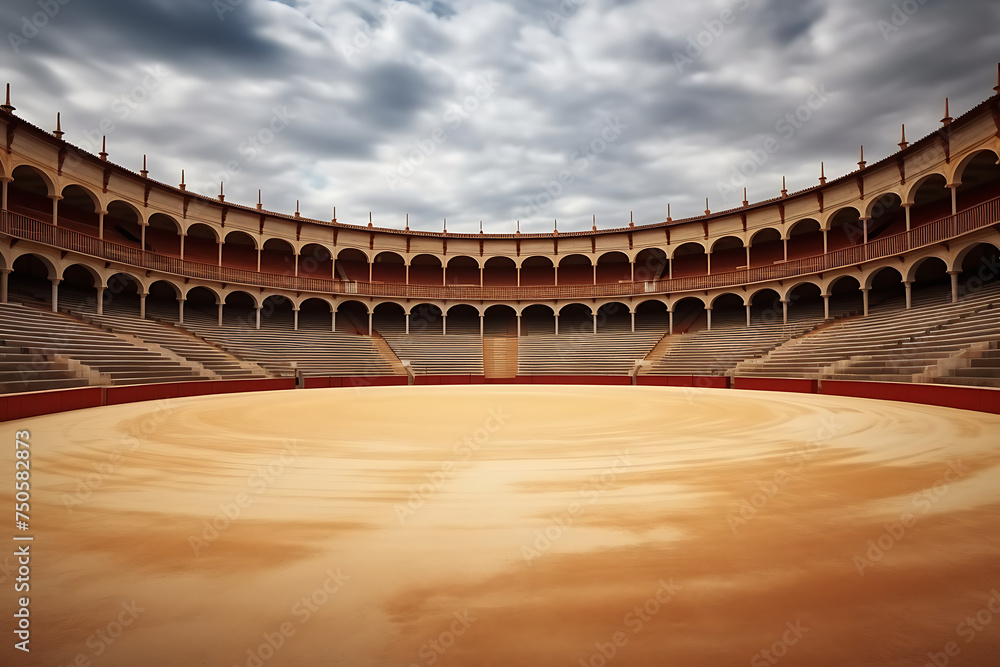Empty round bullfight arena in Spain. Spanish bullring for traditional ...