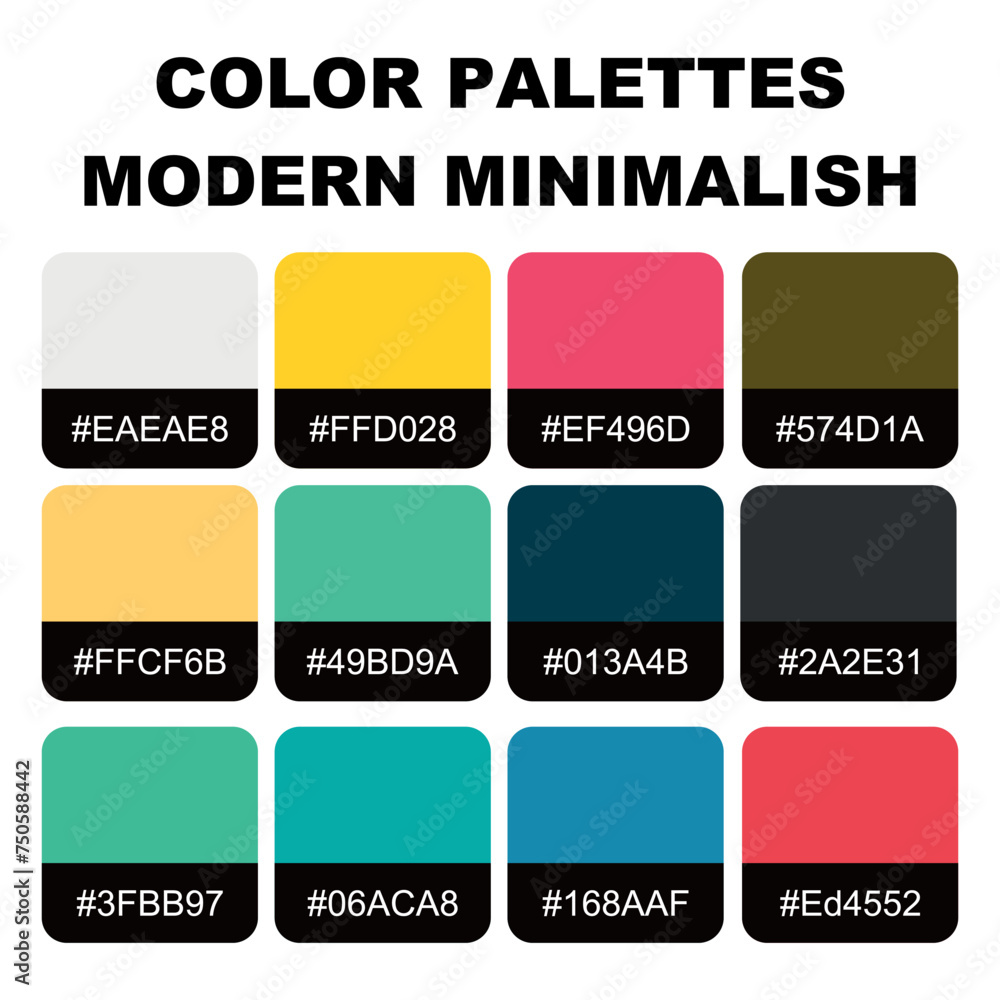 Table color shades. Fashion Trend Color guide palette 2024 - 2025. An ...