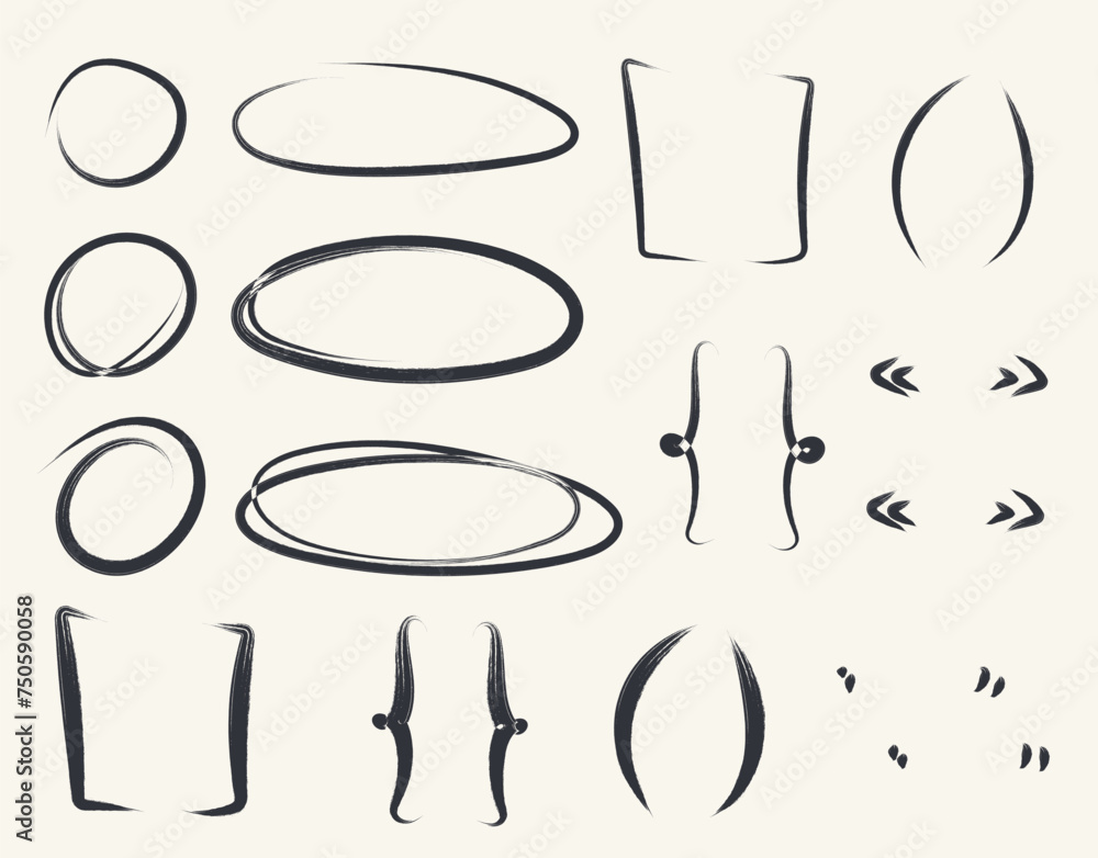 Circles, ovals, frames for notes, highlighting and underlining text ...