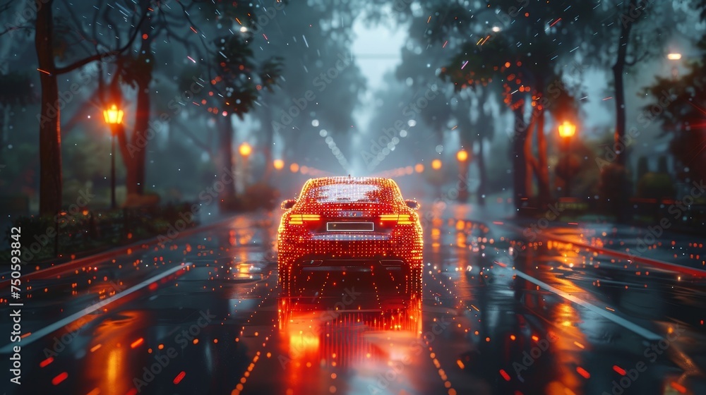 The concept of an autonomous self-driving car that recognizes road ...