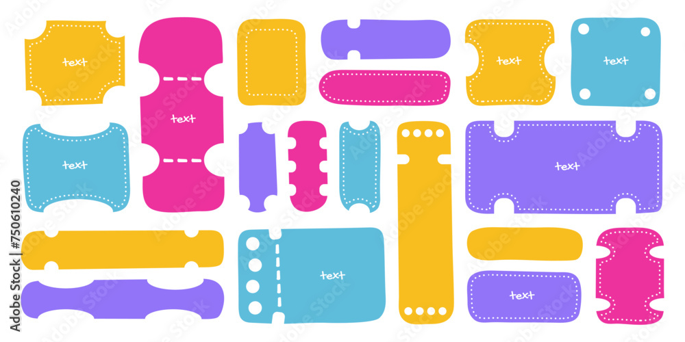 Graphic hand drawn frames and tickets with strokes, backgrounds for ...