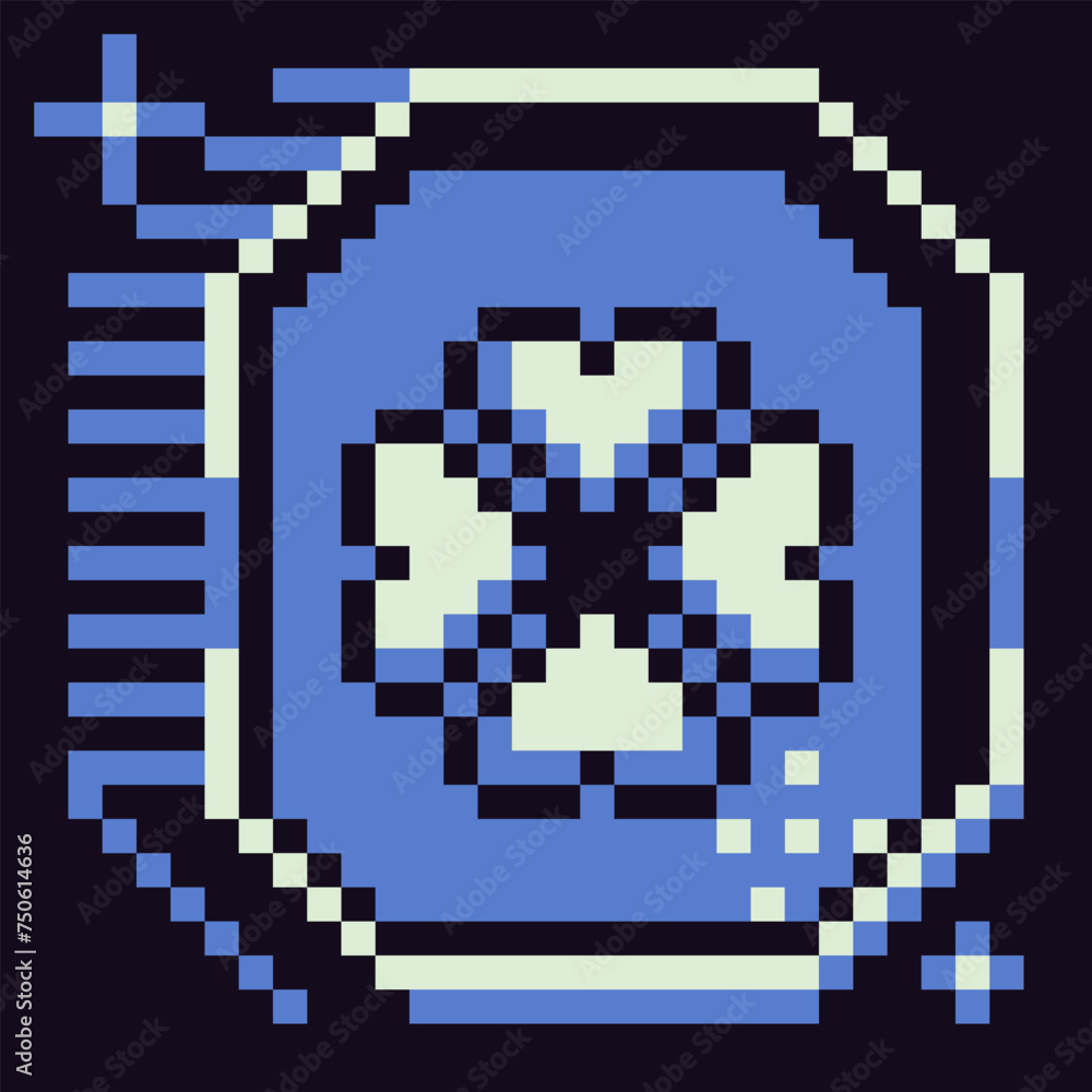 Coin clover pixel art icon. Happy St. Patrick's day. Isolated vector ...