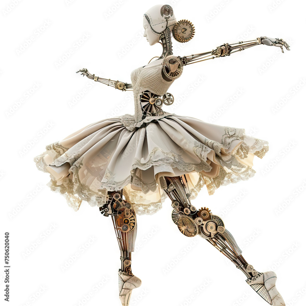 Clockwork Ballerina: A graceful dancer with mechanical limbs and gears ...